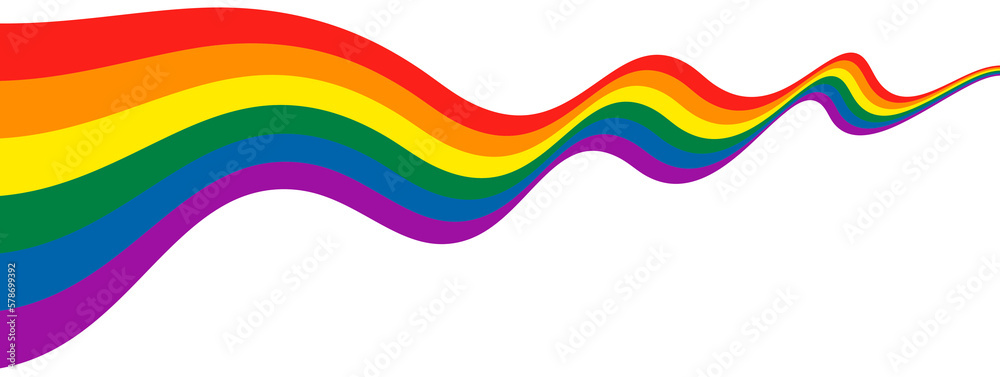 Waving ribbon Pride flag. Rainbow LGBT symbol icon Stock Illustration ...