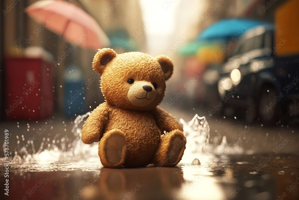 Teddy bear doll enjoying and playing water at Songkran festival in ...