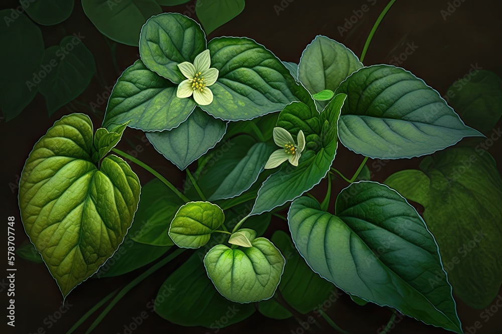 Houttuynia cordata, sometimes called fish mint, fish leaf, rainbow ...