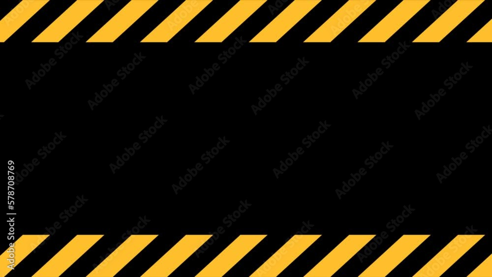 Yellow and black warning sign animation. Motion graphics and digital ...