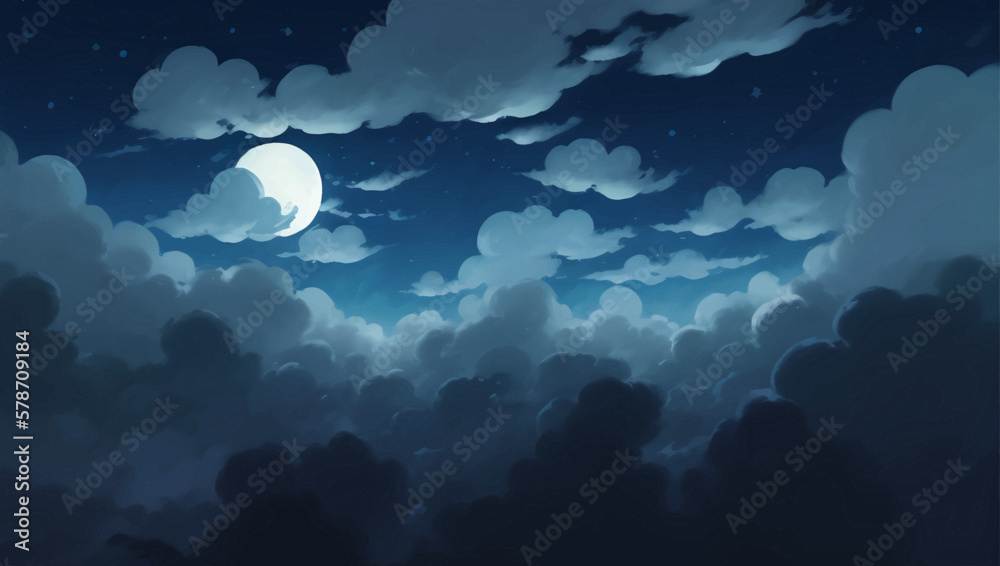 Night Sky Clouds Painting