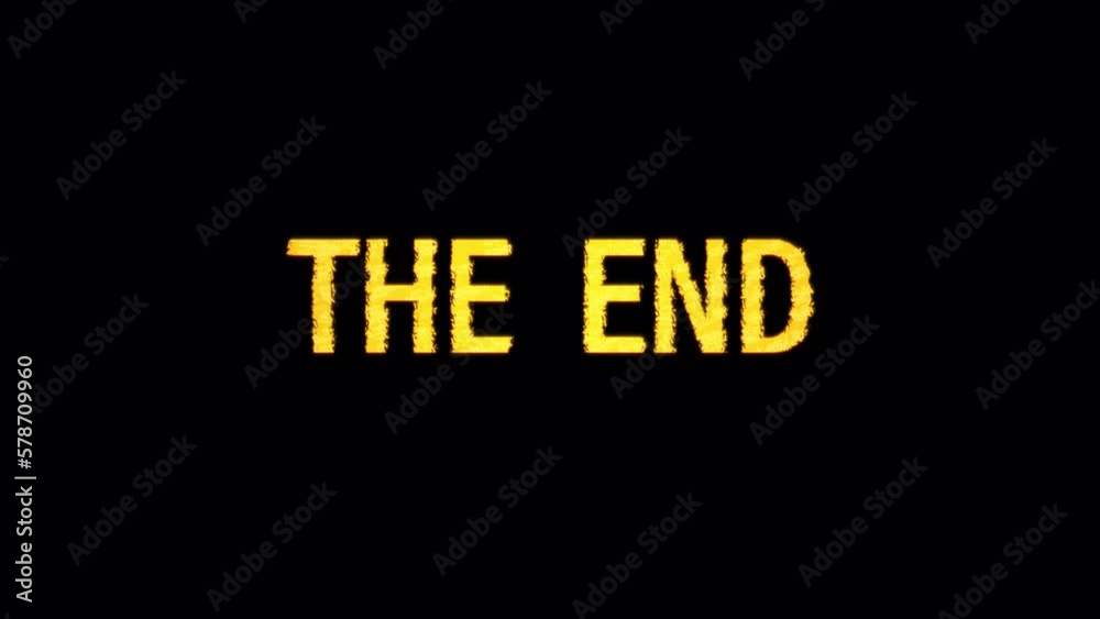 The END glitch text effect cimematic title yellow light animation ...