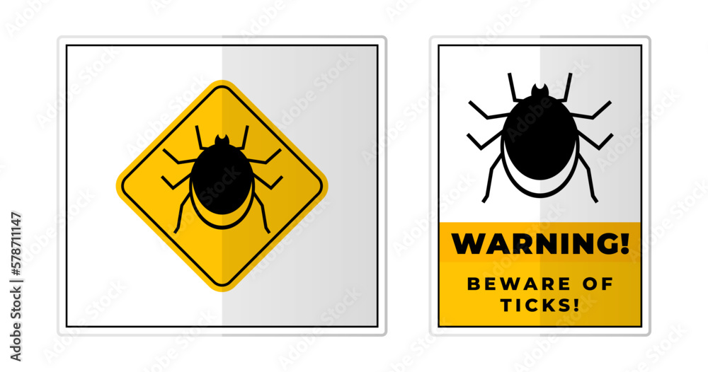 Beware of Ticks Warning Sign Label Symbol Icon Vector Illustration ...
