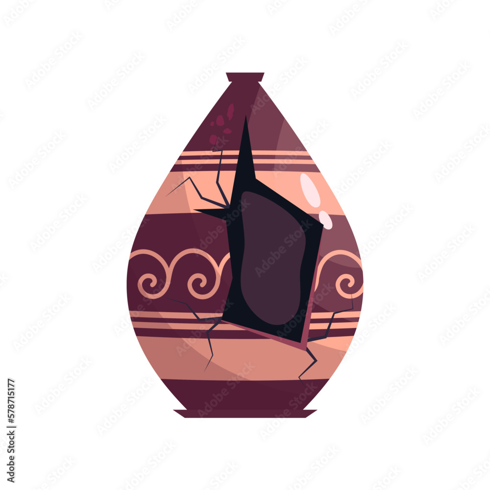 Greek broken vase ancient jar isolated. Ceramic broken vase with greek ...