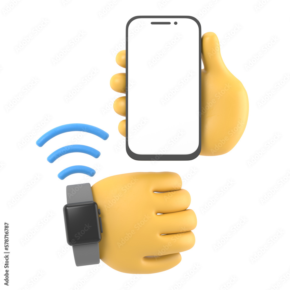 Transparent Backgrounds Mock-up.3d icon nfc smart watch connected to ...