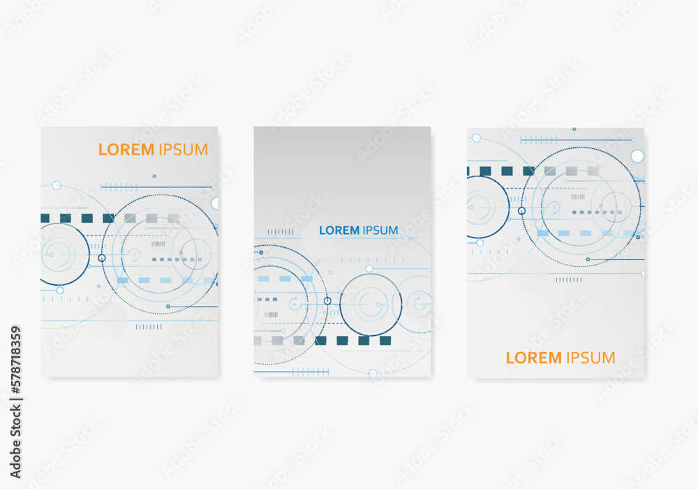 Tech dynamic futuristic concept. Circles and lines and squares digital ...