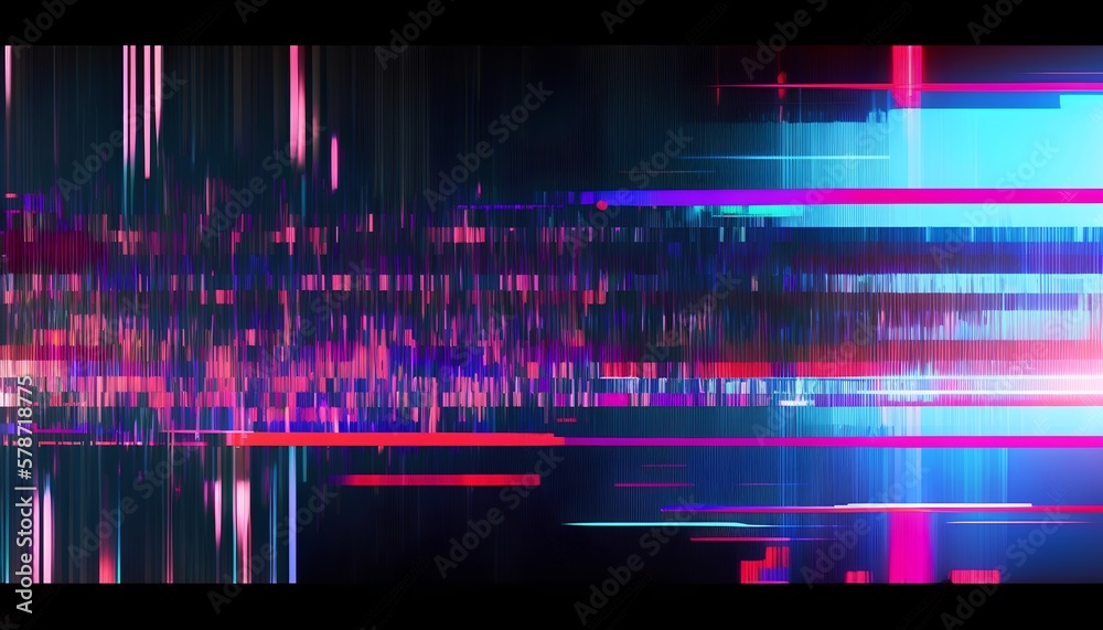 Abstract digital glitch background with neon colors. Static, distorted ...