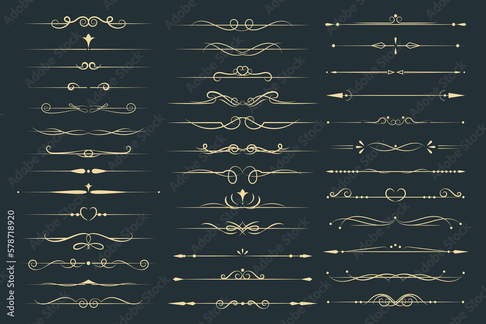 Vector luxury wedding line frame and ornate swirl dividers. Stock ...