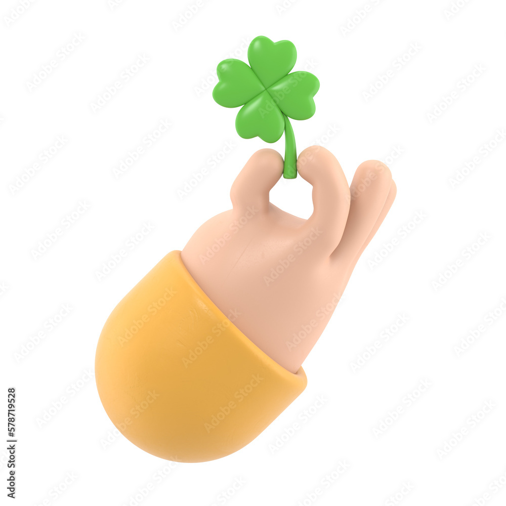 Transparent Backgrounds Mock-up.3d icon hand holding clover leaf ...