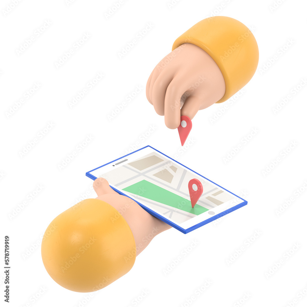 Transparent Backgrounds Mock-up.Isometric phone and GPS mobile ...