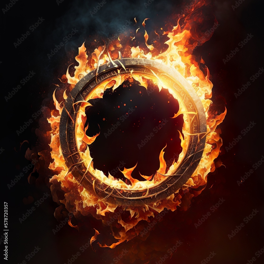 Fire ring rolls around almost tipping over hot burn fiery engagement ...