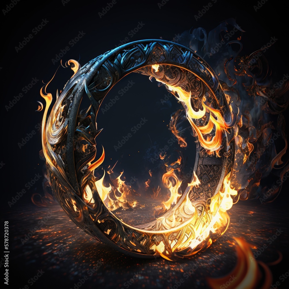 Fire ring rolls around almost tipping over hot burn fiery engagement ...