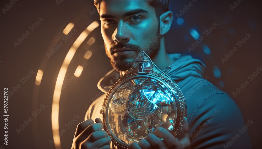 sci fi hero men wearing armor, Generative AI Stock Illustration | Adobe ...