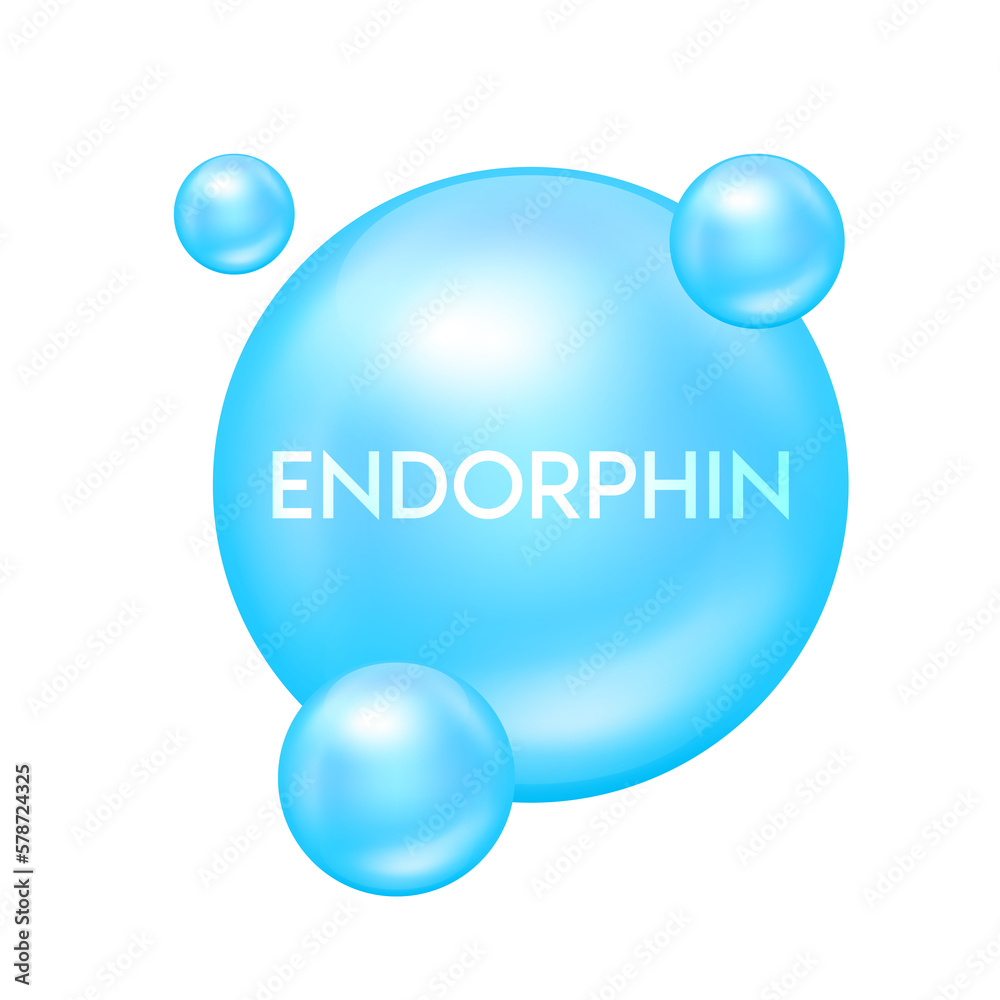 Endorphin model blue and structural chemical formula. Symbol 3D icon ...