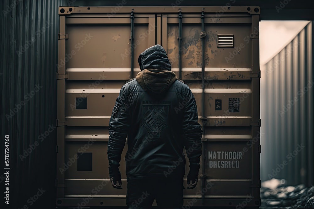 thief front of shipping container Generative AI Stock Illustration ...