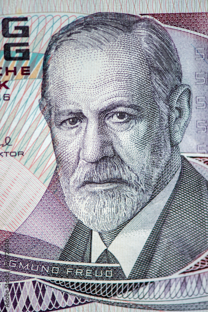Sigmund Freud. Detailed image of the old 50 austrian schillings of 1986 ...
