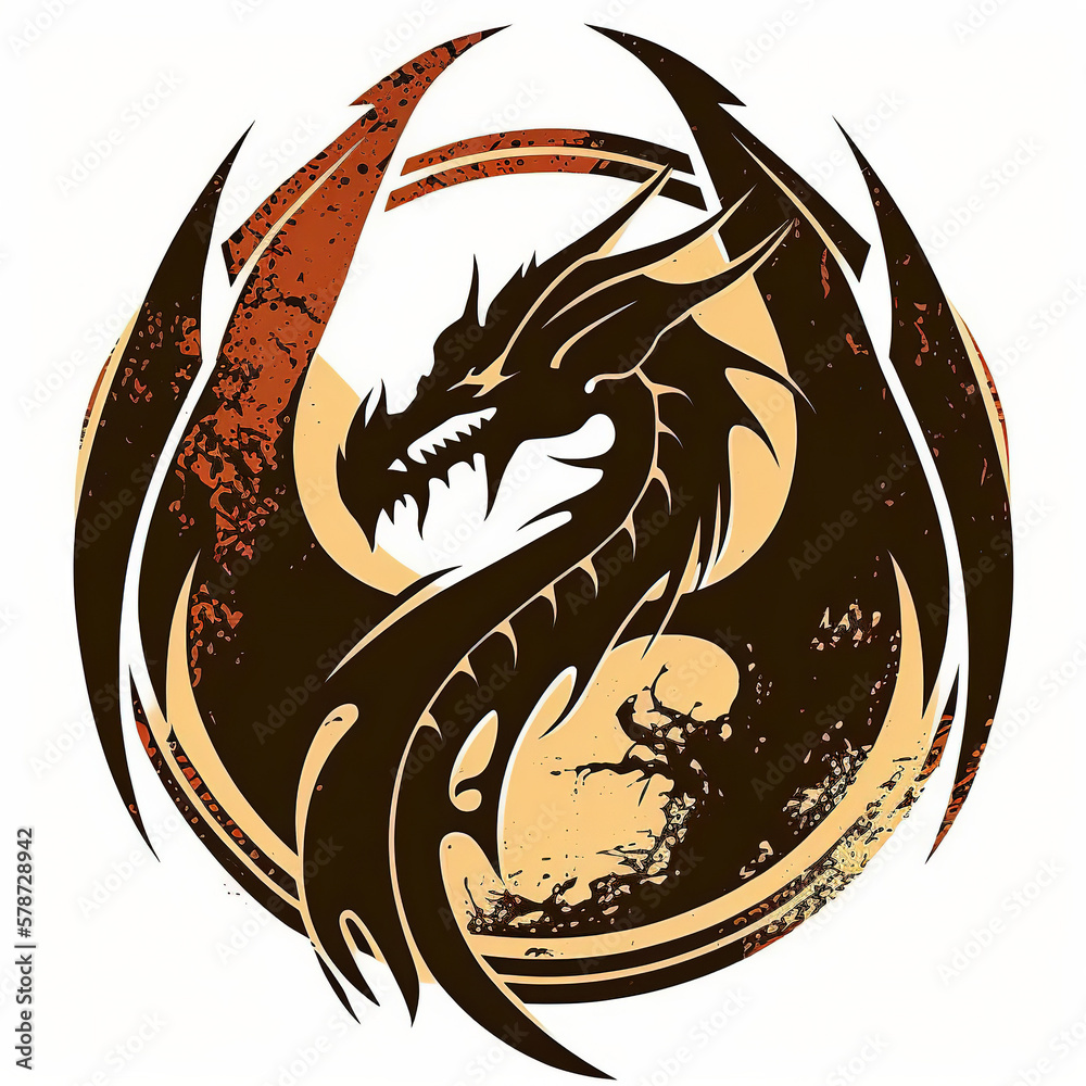 White background dragon symbol - Created with Generative AI Technology ...