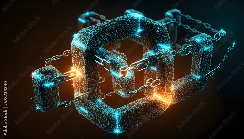 blockchain crypto technology with interconnected blocks forming a chain ...