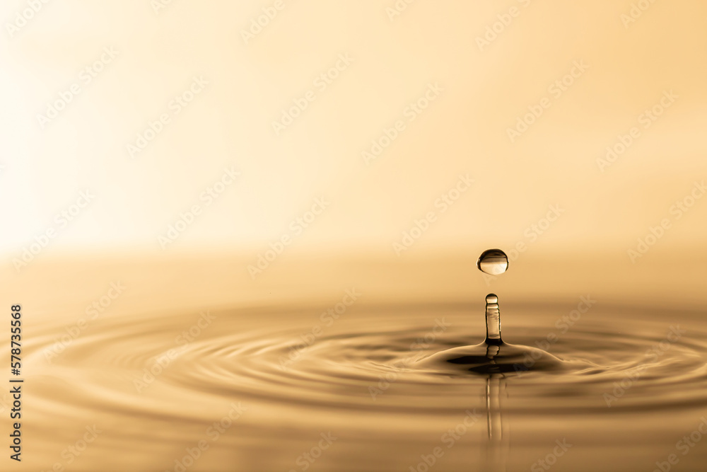 Water drop. Transparent water drop with circular waves. Slightly ...