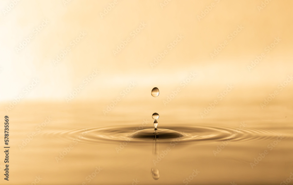 Water drop. Transparent water drop with circular waves. Slightly ...
