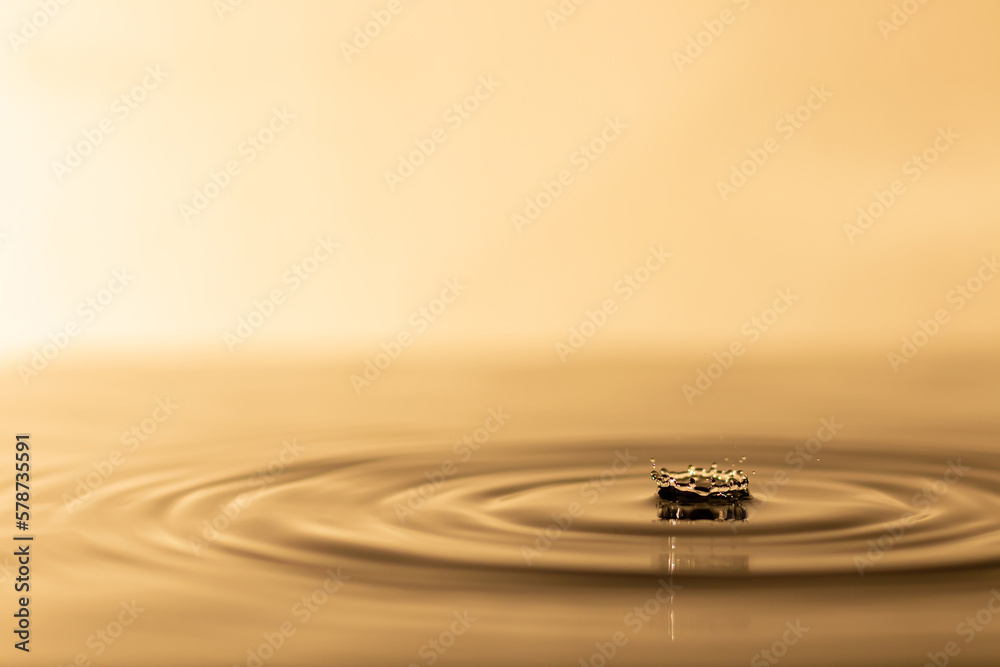 Water drop. Transparent water drop with circular waves. Slightly ...