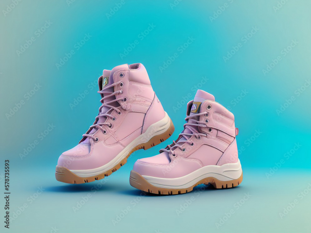 3D illustration of a pair of safety shoes isolated in pastel color ...
