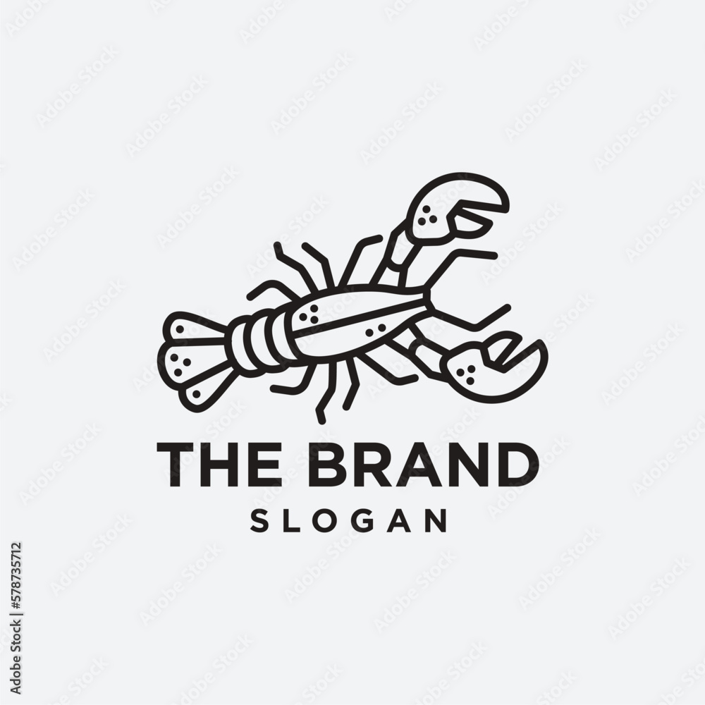 lobster simple line icon logo vector design, modern logo pictogram ...