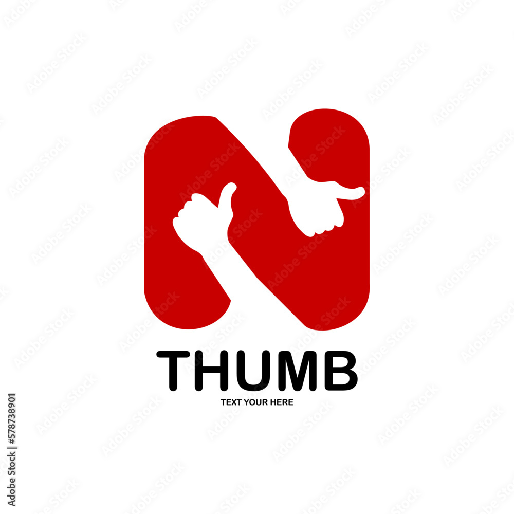 Hand thumb letter N logo design vector. Suitable for hand symbol ...