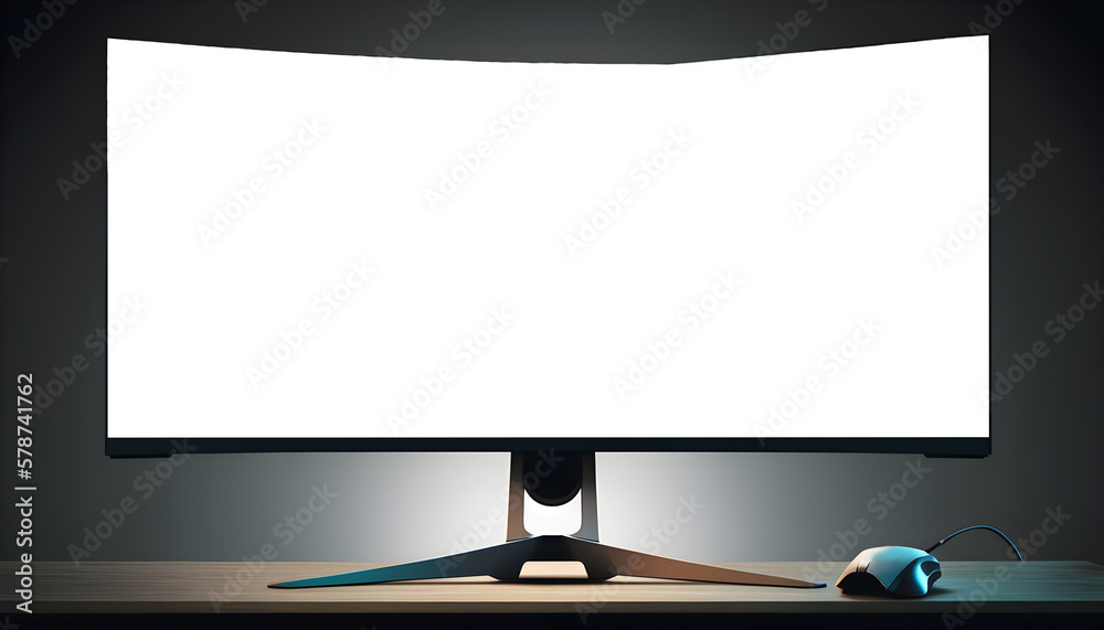 Curved gaming computer monitor with transparent screen Stock ...