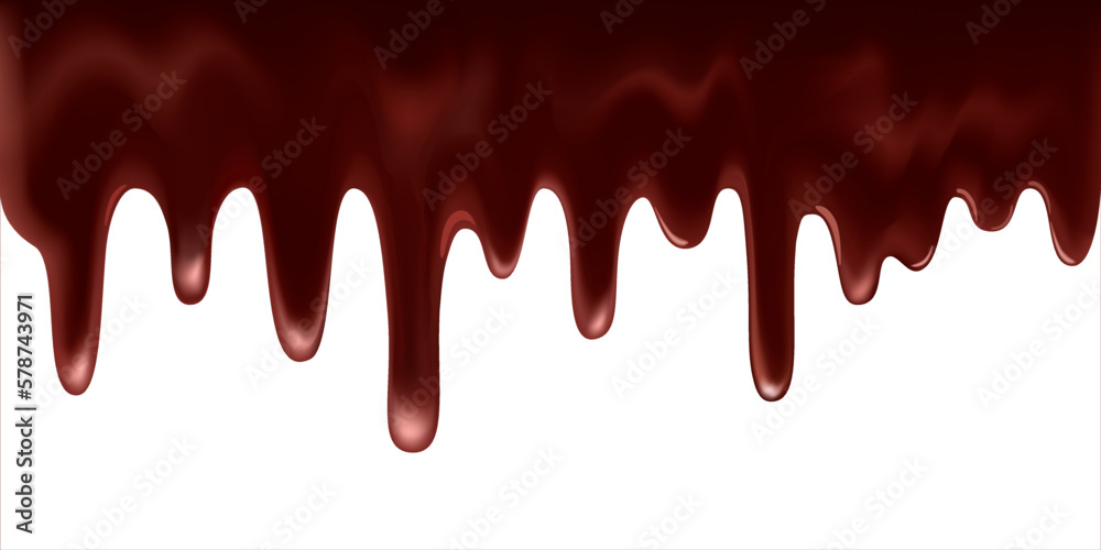 Realistic dripping melted dark or milk chocolate isolated on white ...