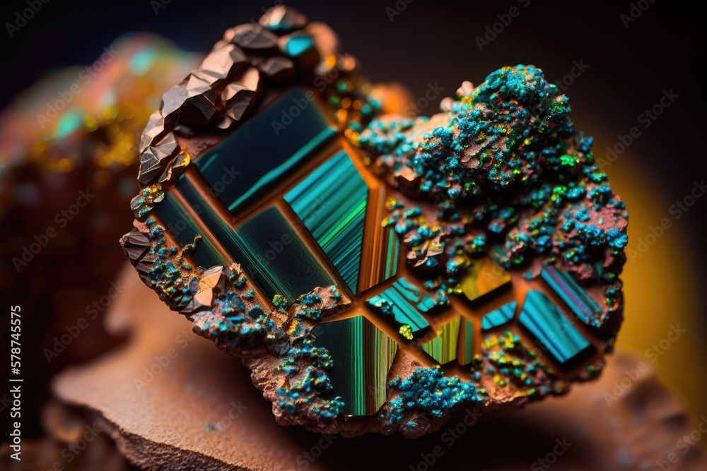 Image of copper ore showing its vivid colors under a microscope ...