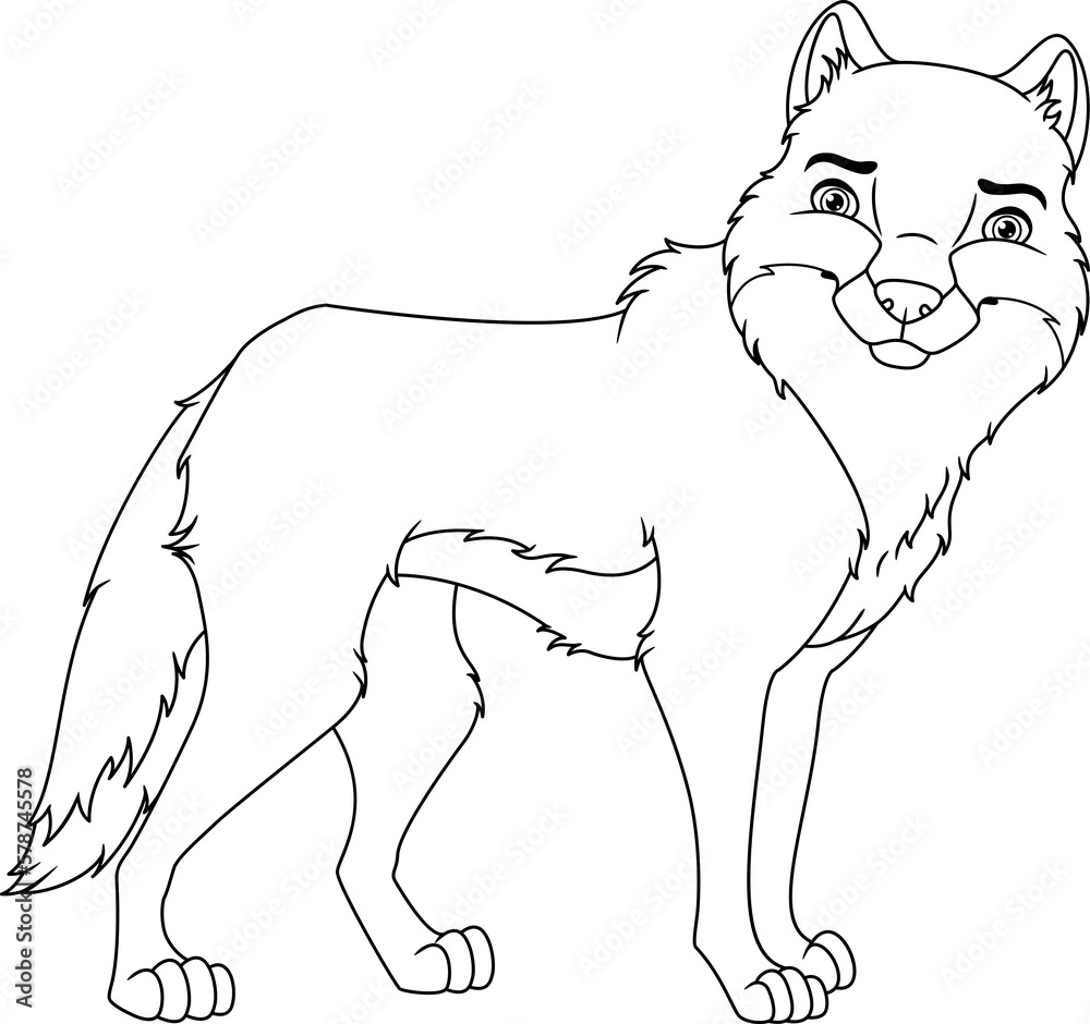 Wolf coloring page cartoon illustration Stock Illustration | Adobe Stock