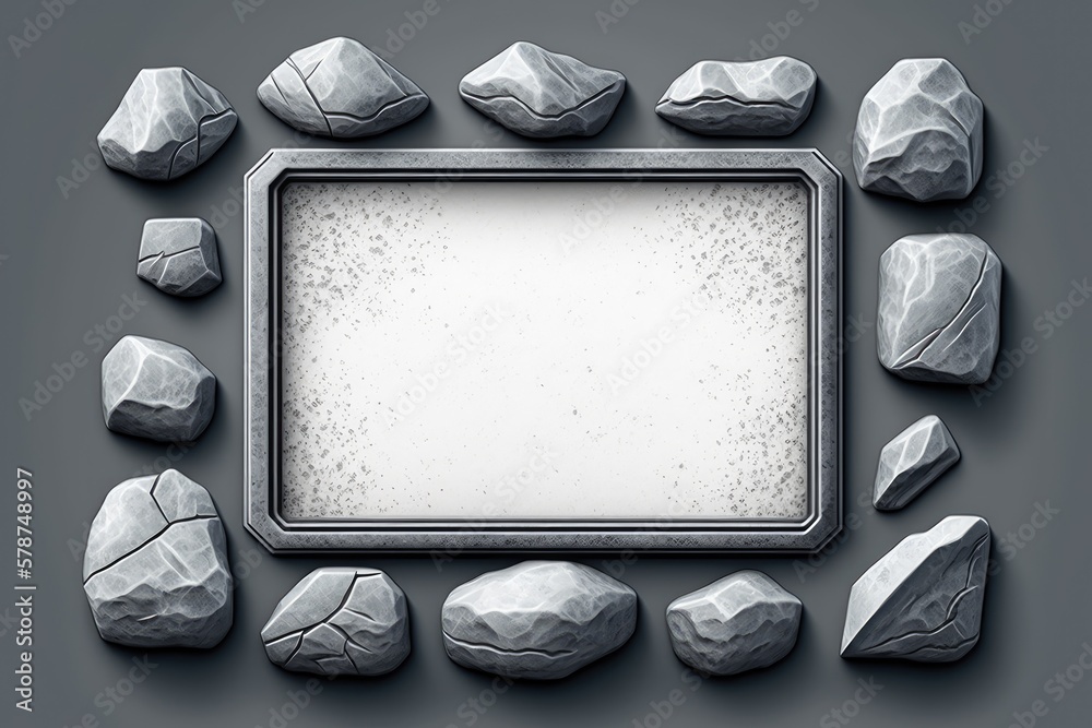 Stone Sign Board Game UI Illustration, Marble Rectangle Tablet, and ...