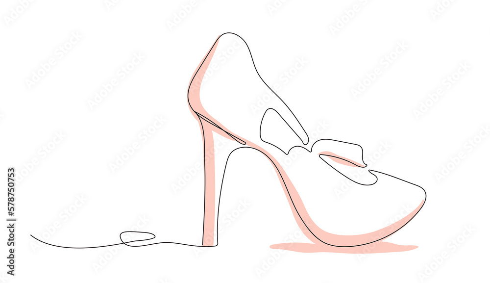 modern drawing. a woman's shoe, hand-drawn. isolated . fashionable ...