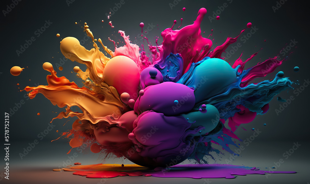 Psychedelic Splash. Color Explosion. Rainbow of colorful plastic paint ...