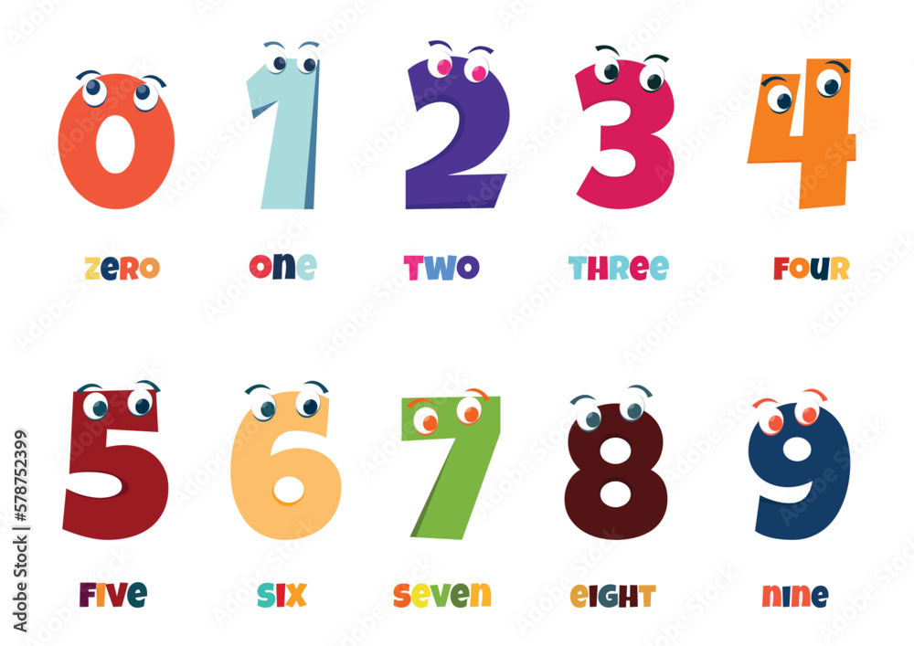 Free vector cartoon number collection with cute characters Stock Vector ...