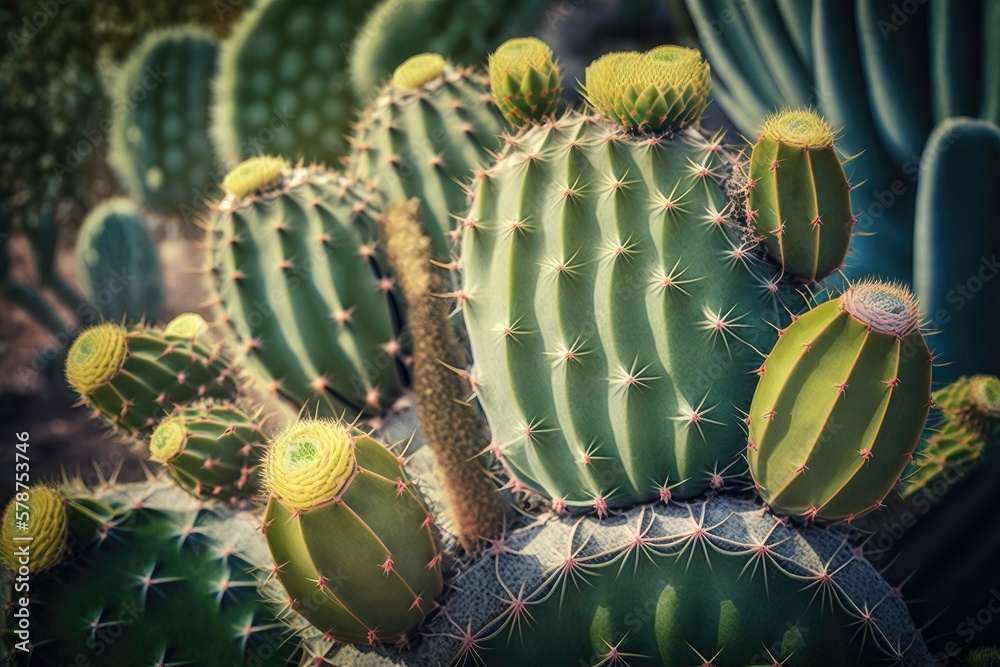 plant of the cactus genus Euphorbia canariensis in a botanical garden ...