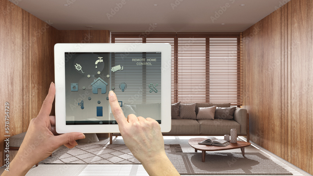 Smart remote home control system on a digital tablet. Device with app ...