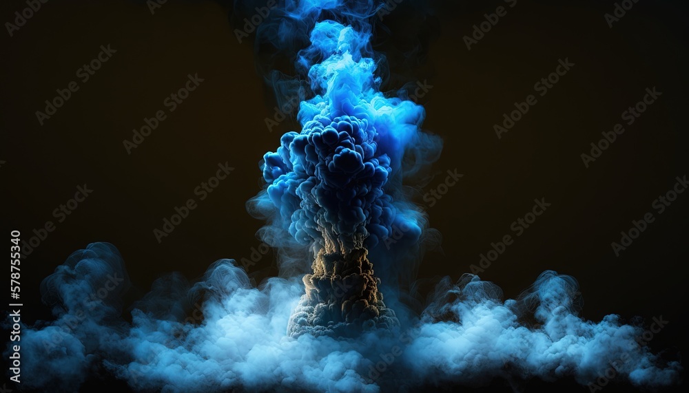 a blue smoke bomb is in the air on a black background with a black ...