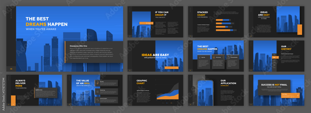 Modern Powerpoint presentation templates set. Use for modern keynote ...