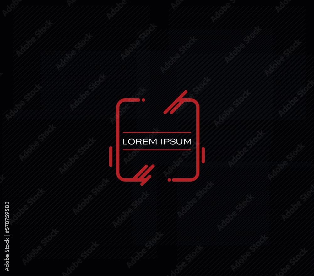 A red techno-style logo on a black background: A futuristic design with ...