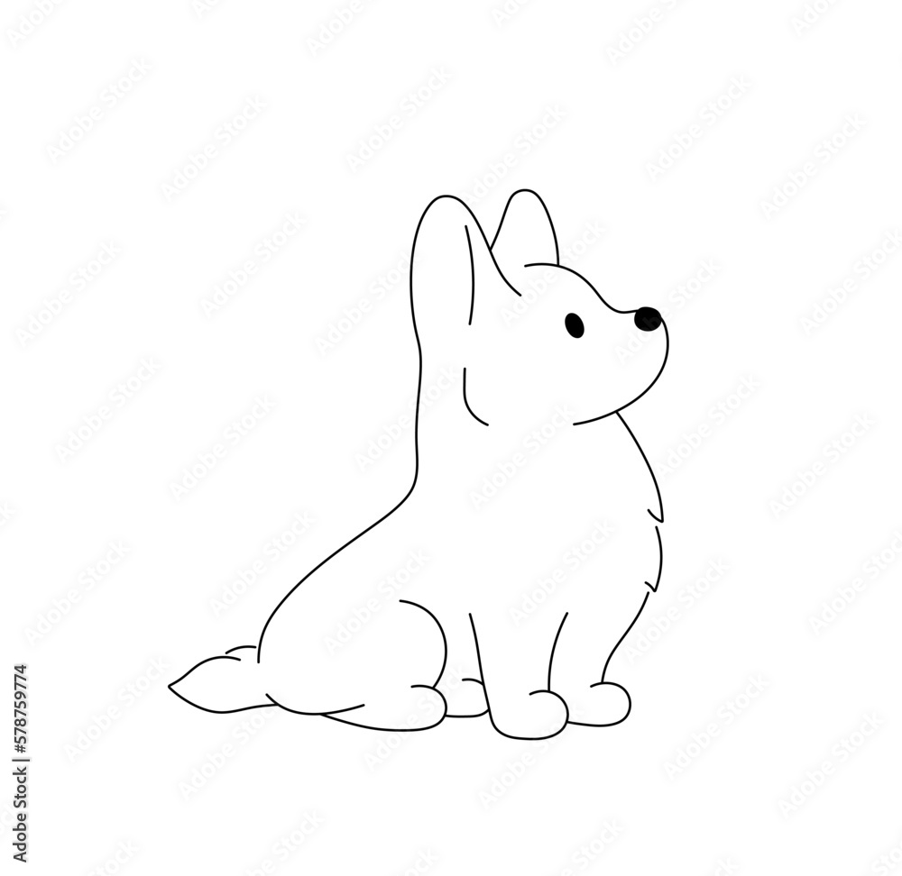 Vector isolated one single cute cartoon sitting welsh corgi puppy dog ...