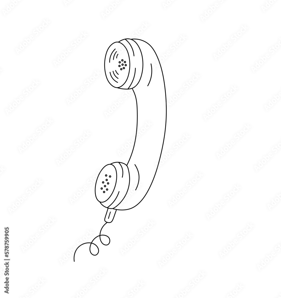 Vector isolated one single vintage handset phone telephone with wire ...