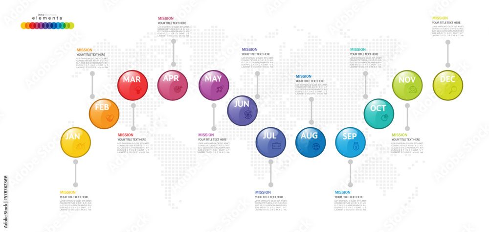 infographic Project timeline graph for 12 months modern diagram ...