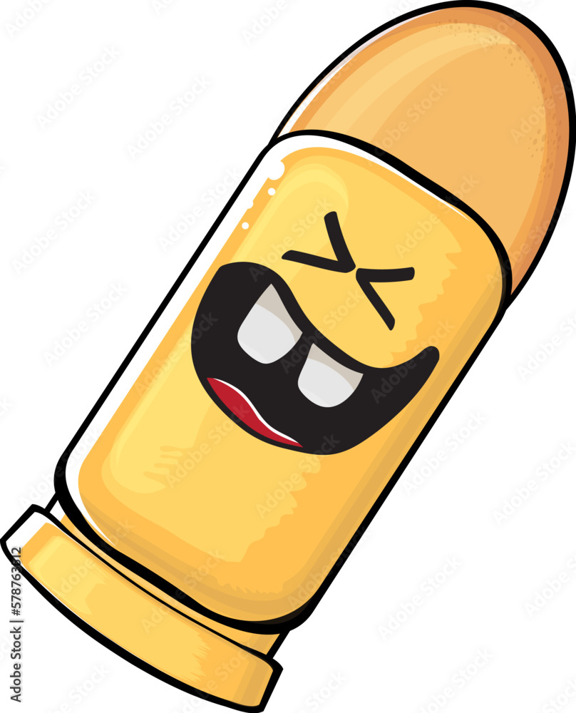 Vecteur Stock Bullet character. Cartoon funny orange bullet character ...