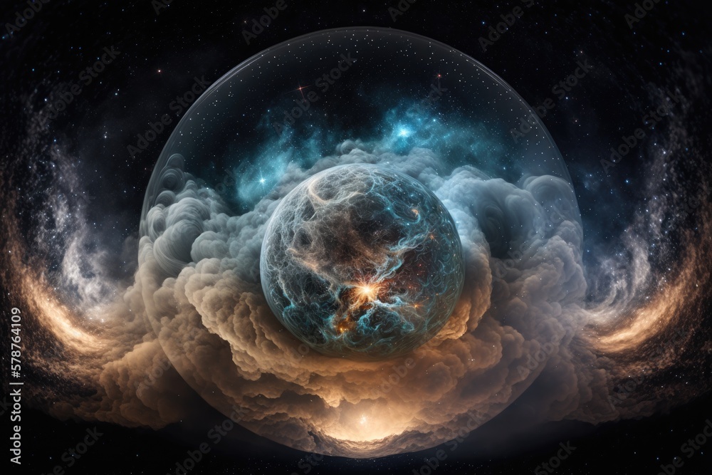 a spherical cloud of dust and gas in interstellar space. An ...