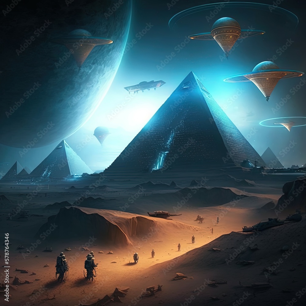 Alien Invasion Ancient Egyptian Pyramids Sci-Fi - Atenvalley.com Stock ...