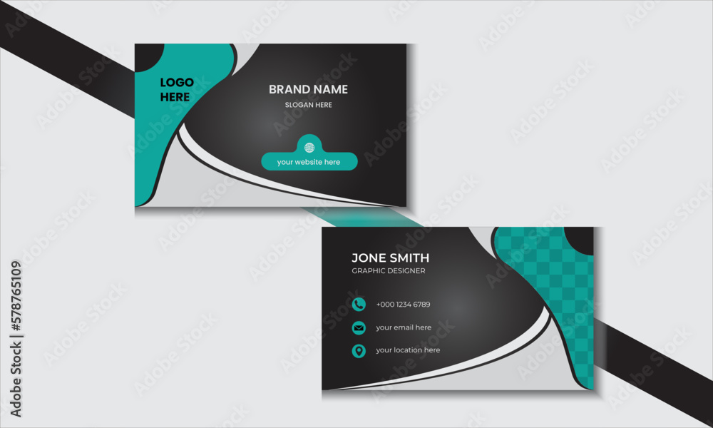 Double-sided creative modern unique business card design template with ...