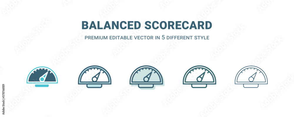 Vettoriale Stock balanced scorecard icon in 5 different style. Outline ... Vettoriale Stock balanced scorecard icon in 5 different style. Outline ...