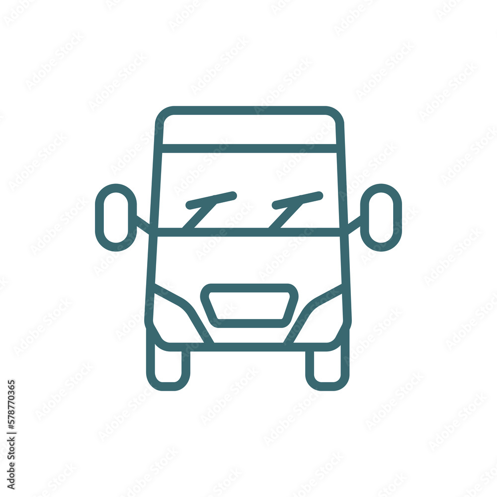 van front view icon. Thin line van front view icon from transportation ...